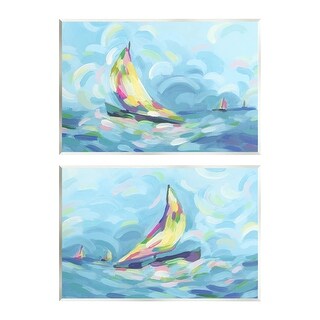 Stupell Brushed Maritime Sailboats Wall Plaque Art Design By June Erica ...
