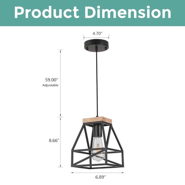 Industrial light fixture Oak kitchen light Metal hanging lights - N/A ...