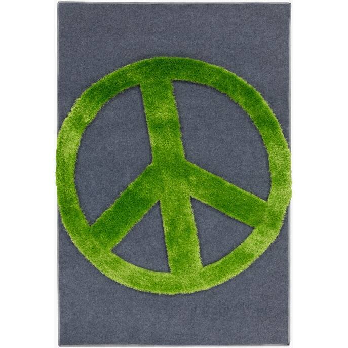 Pepper Hand-woven Peace Sign Shag Area Rug - 4' x 6' - 4' x 6 ...