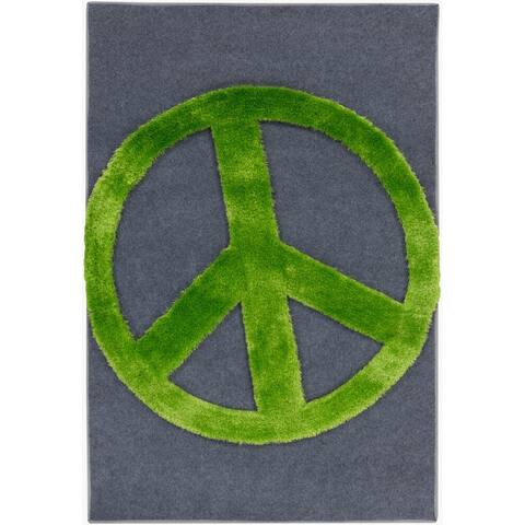 Pepper Hand-woven Peace Sign Shag Area Rug - 4' x 6' - 4' x 6 ...