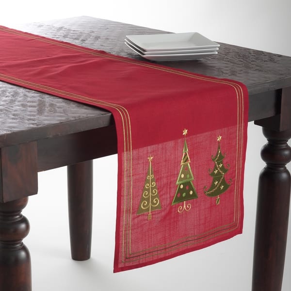 Table Runner with Embroidered Christmas Tree - Bed Bath & Beyond - 8502979