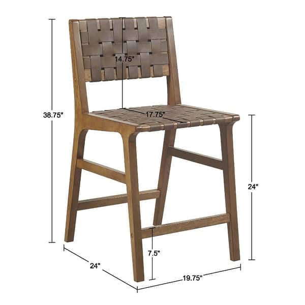 INK IVY Oslo Faux Leather Woven Counter Stool 24"H - Bed Bath & Beyond ...