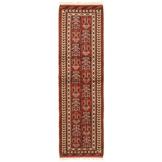 ECARPETGALLERY Hand-knotted Turkman Red Wool Rug - 2'7 x 9'0 - Bed Bath ...