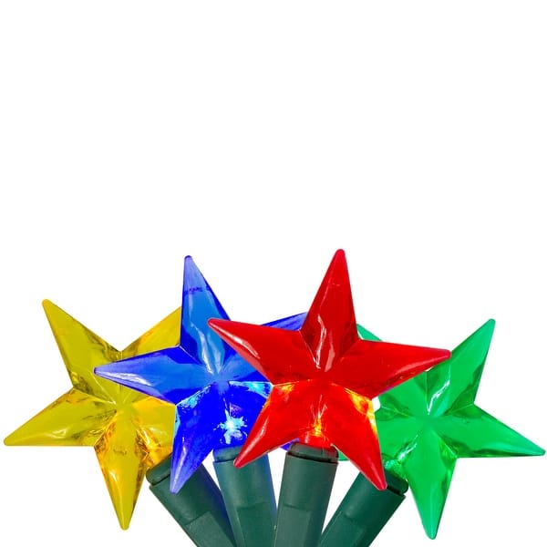 25 Red and Yellow LED M5 Stars Mini Christmas Lights - 8 ft Green Wire ...