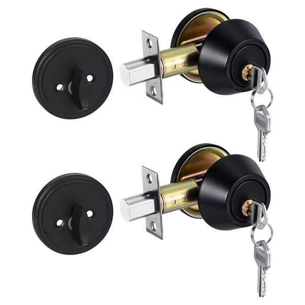 2Pcs Keyed Alike Entry Door Locks Single Cylinder Deadbolts Set Black ...