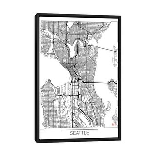 iCanvas "Seattle Minimal Urban Blueprint Map" by Hubert Roguski Framed ...