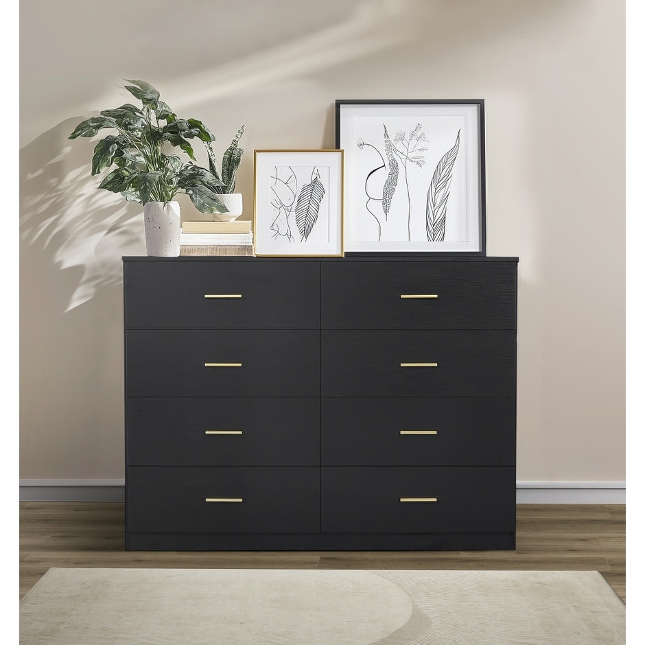 Modern 8 Drawer Dresser for Bedroom Ample Storage Wide Chest of Drawers Sturdy and Safe