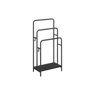 Freestanding 3-Tier Blanket Holder with Storage Shelf and 2 Hooks - Bed ...