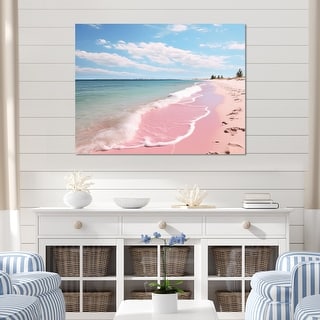 Designart "Pink Minimalism Beach Landscape I" Landscapes Canvas Prints ...