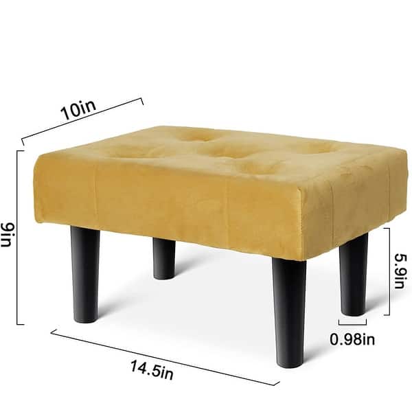 Small Footstool Soft Footrest with Wood Legs - Yellow - Bed Bath ...