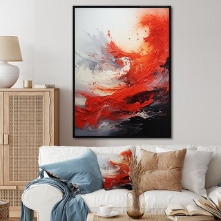 Designart "Red Chaos Unleashed II" Abstract Collages Red Wall Decor ...