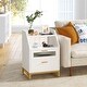 White and Gold 2-Drawer Nightstands with Open Storage Shelf, Modern ...