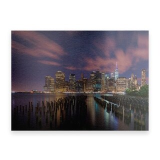 Austin 'New York City At Night' Floating Brushed Aluminum Art - Bed ...