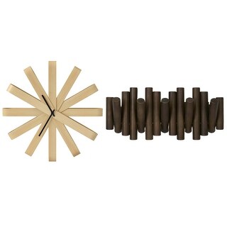 Umbra Ribbonwood Wall Clock ,Umbra Picket Rail Hook (Aged-Walnut) - Bed ...