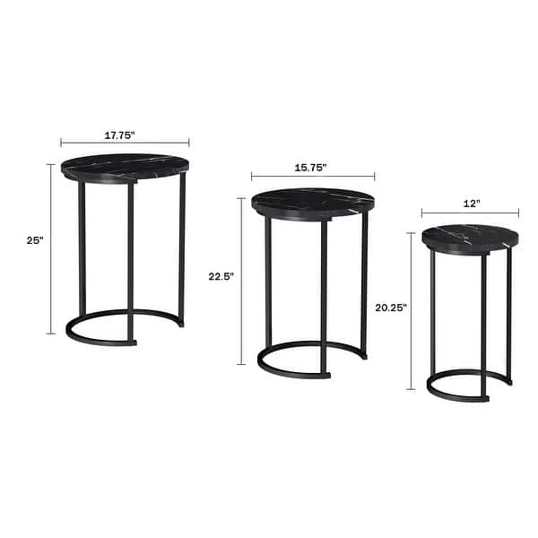Lavish Home Round Living Room End Tables Nesting Tables, Set of 3 - Bed ...