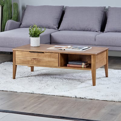 MUSEHOMEINC California Mid-Century Solid Wood Rectangle Coffee Table ...