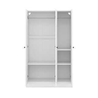 3-Door Shutter Wardrobe With Shelves, White - Multi - Bed Bath & Beyond ...