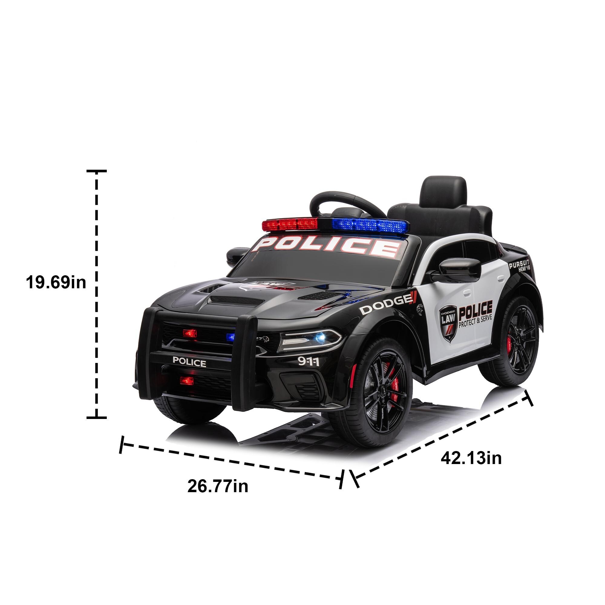 12V Kids Ride On Dodge Charger Police Car LED Lights Remote Megaphone Bed Bath Beyond 41582814
