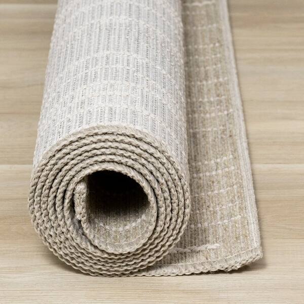 Paris Collection - Beige Cream Natural Lines Flatweave Wool Blend Area ...