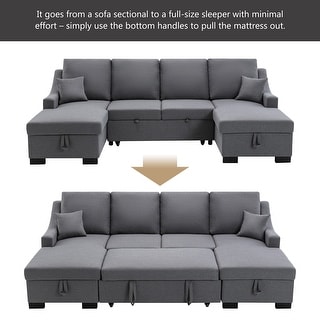 6-Seat U-Shaped Convertible Reversible Sleeper Sofa w/ Chaise & Double ...