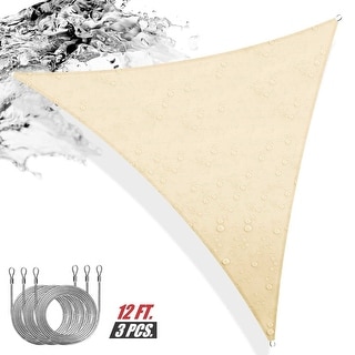 ColourTreeUSA Waterproof Triangle Sun Shade Sail w/Cable Ropes HDPE ...