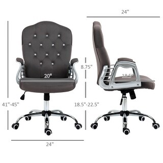 Elegant Grey Home Office Chair with Adjustable Height, Button Tufted ...