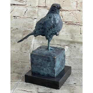 Hot Cast Bronze Green Patina Bird Sculpture Statue Figure On Marble ...