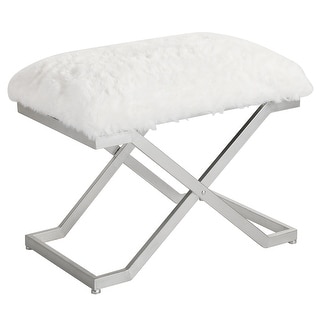 Uttermost Farran Silver Faux Fur Bench - Bed Bath & Beyond - 32163090