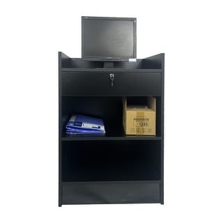 Laminate Cash Register Stand with Locking Drawer and Adjustable Shelf ...