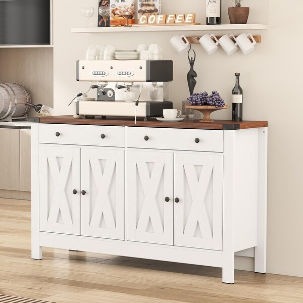 Wooden Storage Cabinet Kitchen Sideboard Pantry with 2 Large Drawer and Adjustable Shelves Bed Bath Beyond 40887928