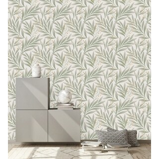 Grey Leaves Wallpaper Peel and Stick and Prepasted - Bed Bath & Beyond ...