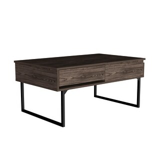 40" Dark Walnut Manufactured Wood Rectangular Coffee Table With Drawer ...