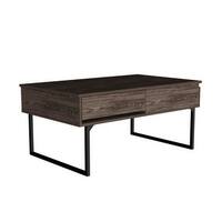 40" Dark Walnut Manufactured Wood Rectangular Coffee Table With Drawer ...