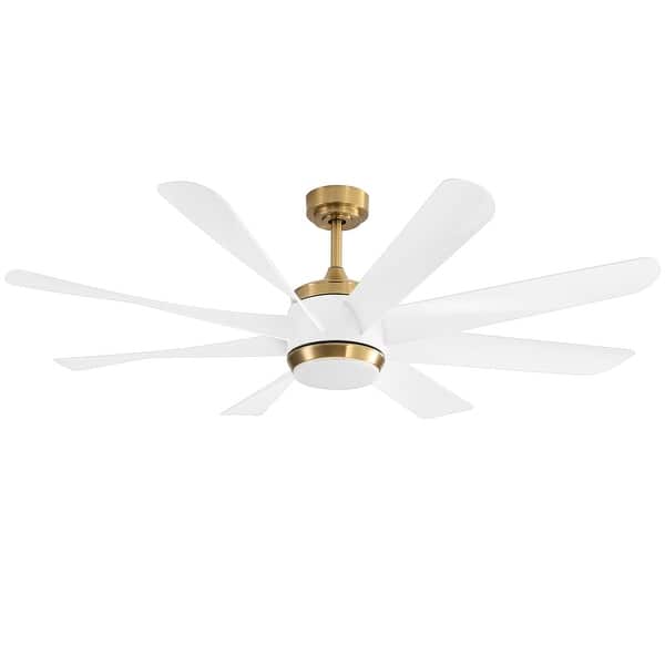 60-in White and Gold Morden LED Ceiling Fan with Light Remote (5-Blade ...
