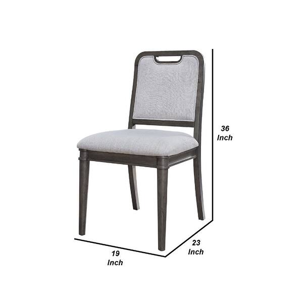 Nia Soft Upholstered Mango Wood Dining Chair, Piped Edges, Gray, Brown ...