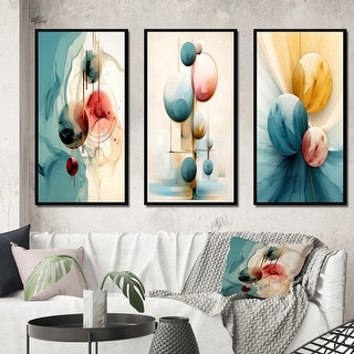 Designart "Circular Fusion In Shades Of Retro Blue III" Modern ...