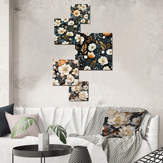 Designart "Beige Begonia Cottage Collage I" Floral Wall Art Set of 5 ...