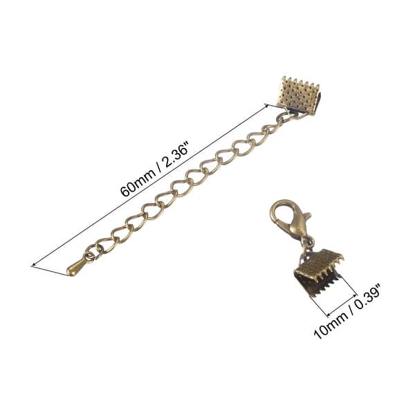 20Sets Ribbon Crimp Clamp Ends w Lobster Claw Clasps & Extension Chain ...