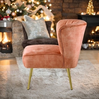 Contemporary Armless Accent Chair Living Room Chair Burnt Orange Velvet ...