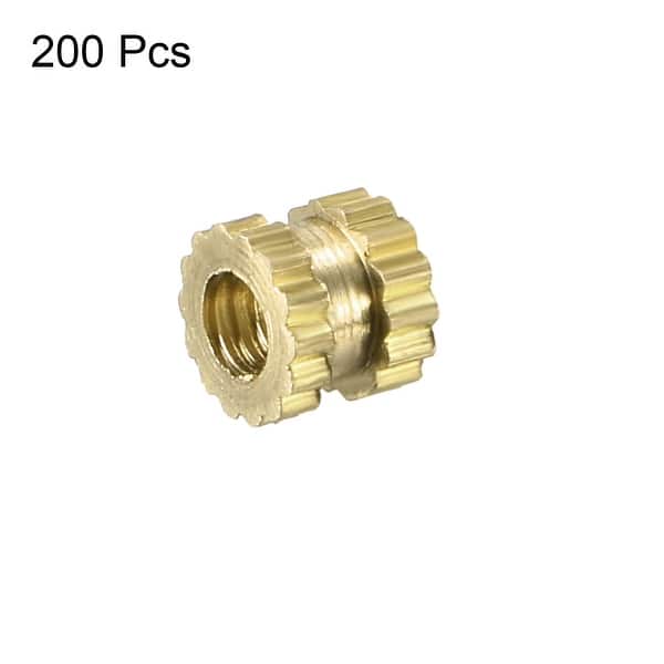 M2 x 3mm(L) x 3.2mm(OD) Knurled Threaded Insert Embedment Nuts 200pcs ...