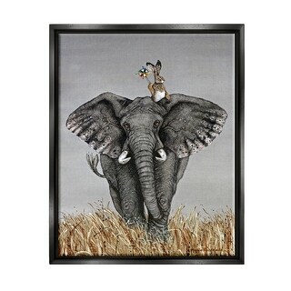 Stupell Elephant & Rabbit Landscape Framed Floater Canvas Wall Art ...