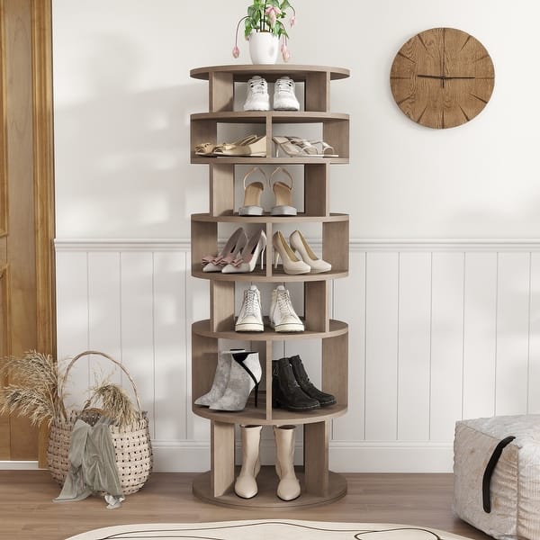 32 Pair Rotating Shoe Rack Tower, Spining Round Shoe Storage Rack - 32 ...