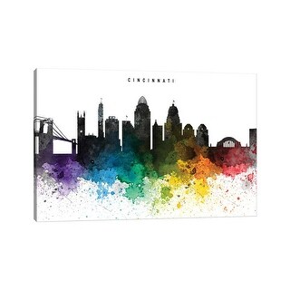 iCanvas "Cincinnati Skyline Rainbow Style" by WallDecorAddict Canvas ...