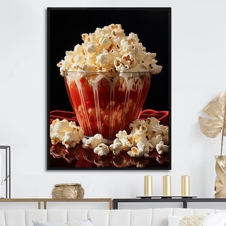 Designart "Popart Playful Popcorn " Pop Art Framed Canvas Wall Art ...