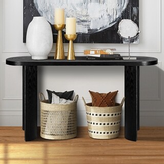 Oval Console Entryway Table Sofa Table (Reversible Curved Legs) - Bed ...