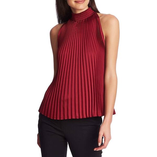 halter neck blouse red
