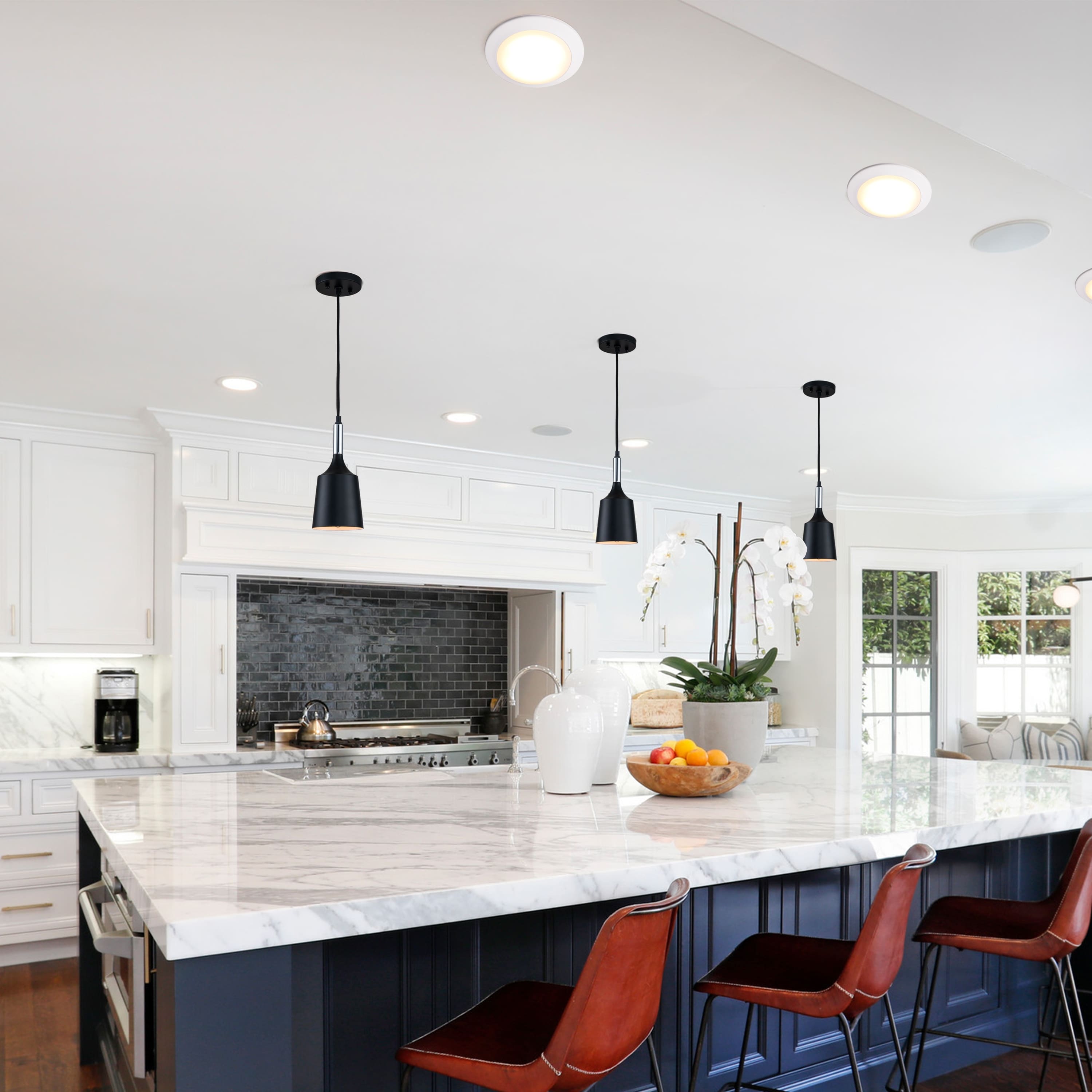 C Cattleya 1-Light Black and White Pendant Light with Chrome Accents - Bed Bath & Beyond - 36538746