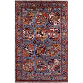 Golden Nile Blue Turkmen Ersari Hand Knotted Wool Rug - 5' 4" X 7' 11 ...