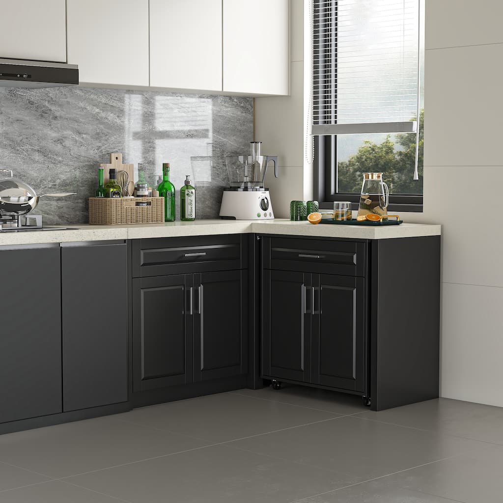 Efficient Corner Kitchen Cabinet L-Shape Kitchen Island: Ample Storage ...