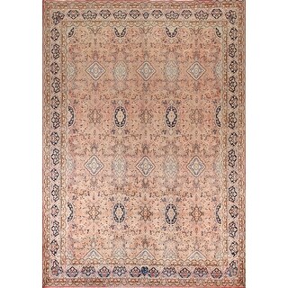 Signed Kerman Vintage Persian Area Rug Hand-Knotted Wool Carpet - 9'8 ...